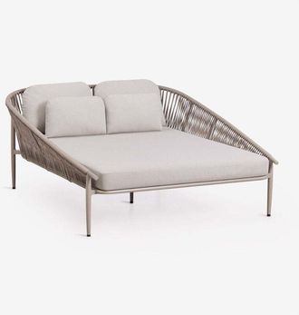 Sklum Doppel-Liege aus Aluminium mit Ondina-Kissen Moka Braun