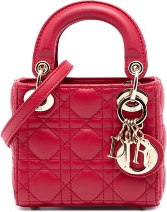 Dior Hobo Bags - Micro Lambskin Cannage Lady Dior - Gr. unisize - in Rot - für Damen