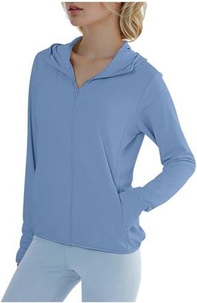 Generic Veste &agrave; capuche pour femme 2026 couleur pure avec protection solaire | Capuche respirante avec cordon de serrage pour la course &agrave; pied, le cyclisme, l
