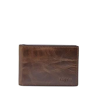 Fossil Front Pocket Wallet Portefeuilles, Derrick Marron fonc&eacute;, Taille Unique Hommes