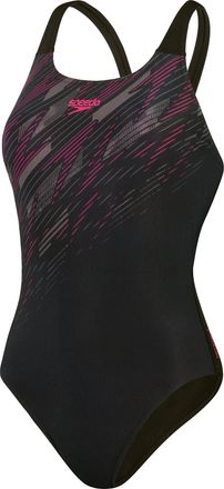 Speedo Hyperboom Placement Badeanzug f&uuml;r Damen (Schwarz/Pink)