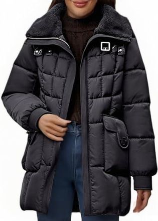 Generic Manteau Long Femme Manteau Fourrure Femme Veste Décontractée En Coton Chaud Et Épais Pour Taille Longue Style Européen Et Américain Doudoune Jacket Hi