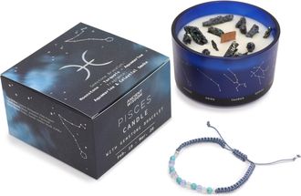 Ancient Wisdom Sternzeichenkerze mit Natursteinen und Armband aus Halbedelsteinen in Geschenkbox, Duftkerzen, Aromatherapie, originelles Geschenk zur Verbindung mit 