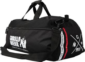 Gorilla Wear Norris Hybrid Gym Bag - Schwarz - Sporttasche Sport Freizeit Workout Seitentaschen Rucksackfunktion zum umh&auml;ngen gro&szlig; Polyester, Einheitsgr&ouml;&szlig;e
