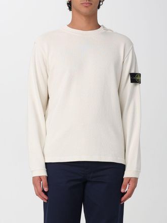 Stone Island Samt-Sweatshirt mit Rundhalsausschnitt und Compass-Logo-Patch