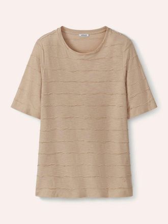 Walbusch T-Shirt Damen Baumwollshirt Streifenstruktur Rundhals pflegeleicht Atmungsaktiv, Regular-Fit, L&auml;nge ca. 64 cm, maschinenwaschbar