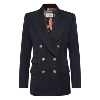 Philipp Plein Femme, Vestes, Bleu, Taille: 38 FR Wool Marine Fit Blazer LS