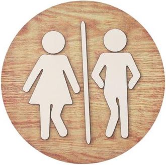 Generic Panneau rond en bois pour salle de bain avec style rustique et rustique, motif 3D pour mur ou porte de toilettes, d&eacute;coration de pendaison de cr&eacute;maill&egrave;