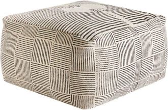 Beliani Pouf Carr&eacute; Moderne en Tissu R&eacute;tro Boh&egrave;me Salon Chambre &agrave; Coucher Gris Lutz