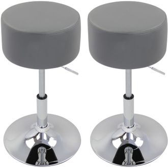 Woltu Woltu - Lot de 2 Tabouret de bar sans dossier, Si&egrave;ge en similicuir, Hauteur r&eacute;glable, Gris