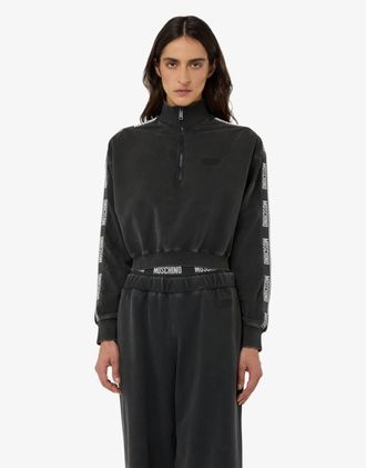 Moschino Sweat-shirt en coton teint en pi&egrave;ce - Noir