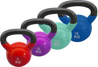 Sport-Thieme Kettlebell-Set Vinyl | Verschiedene Gewichtsstufen für Kraft- und Koordinationstraining | 6er Set | Bunt | Vinylummantelung, rutschfest, für Fitness &