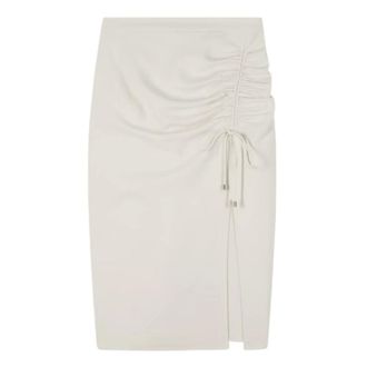 Patrizia Pepe Femme, Jupes, Beige, Taille: 36 FR Jupe Midi en Twill avec Volant