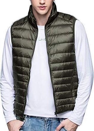 LaoZanA Veste sans Manches Homme Gilet Bodywarmer Doudoune Légère Manteau armée Verte 2XL