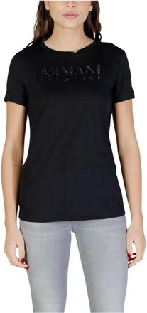 A|X Armani Exchange Femme, Tops, Noir, Taille: 46 FR T-Shirt &agrave; Manches Courtes et Col Rond