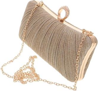 Hemoton Sac Soir&eacute;e Femme Pliss&eacute; &Eacute;l&eacute;gant Glitter Pochette Bandouli&egrave;re Chic pour Mariage et F&ecirc;tes Formelles Sac Main Multifonction Satin Facile &agrave; Nettoyer Acces