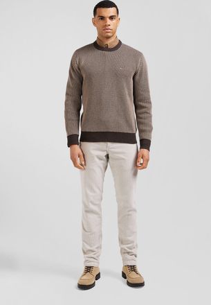 Eden Park Pull Col Rond En Laine Et Coton Marron Coupe Regular