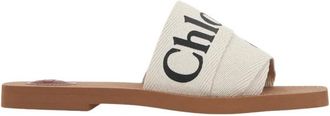 Chlo&eacute; Femme, Chaussures, Blanc, Taille: 36 EU Sandale en Toile Blanche avec Logo Imprim&eacute;