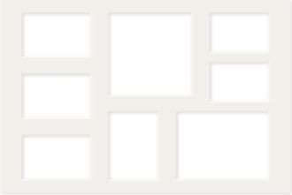 Photolini Passepartout 40x60 aussen Creme-Weiß für 8 Bilder 2X 9x13, 3X 10x15, je 1x 11x15, 15x20, 18x18, alterungsbeständig & säurefrei 1,5 mm Schrägschnitt - 