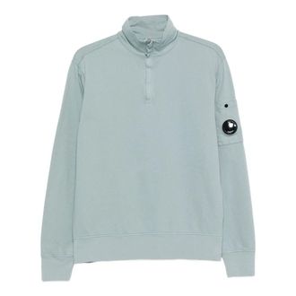 C.P. Company C.p. Company, Homme, Sweatshirts et sweats &agrave; capuche, Bleu, Taille: XL Light Fleece Half Zip Lens SweaT-shirt