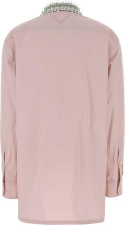 Prada Embellished Poplin Shirt - Pink