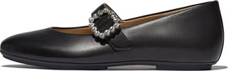 FitFlop Damen Delicato Crystal-Buckle Leather Mary Jane Schuh, Schwarz, 40.5 EU Schmal