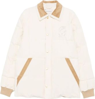 Drôle de Monsieur veste brodée à bords en velours côtelé - Blanc