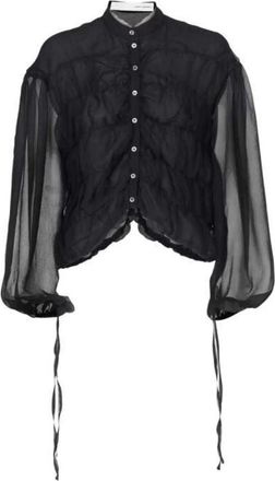 Isabel Benenato Isabel Benenato, Femme, Blouses et Chemises, Noir, Taille: 36 FR Blouse en Georgette de Soie