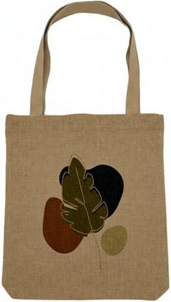Fabulous Sac Shopping Tote Bag Aspect Lin - Feuille Tropicale Line Art Tropical Exotique Jungle Minimaliste - Sac de Courses Toile Epaisse 360g Beige Naturel C