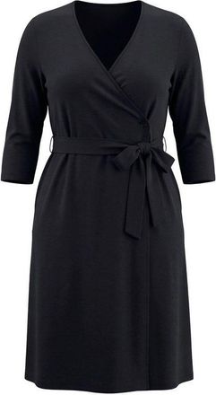 Ulla Popken Maxikleid Wickelkleid A-Linie V-Ausschnitt 3/4-Arm Taschen