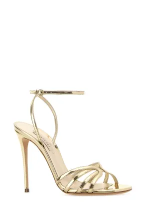 Casadei Womens Gold Leather Interstellar Sandals Platino Sandali