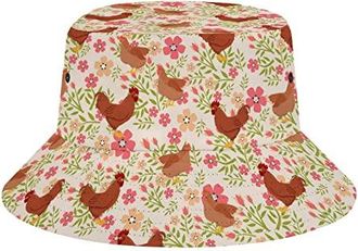 Generic Fleur De Poulet Mignonne Chapeaux De Seau Léger Chapeaux De Visière Anti-UV Casquettes Visières pour Loisirs Femme Hommes