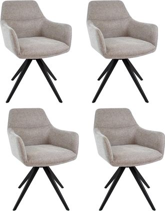 Kick Collection 4er Set Esszimmerstühl Tom Texture - Taupe - Modern und Hochwertig - Strukturierter Stoff - Erhältlich in vielen Farben