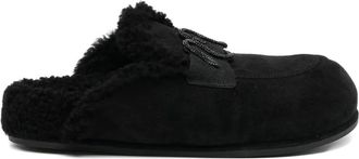 Rene Caovilla mules à ornements en cristal - Noir