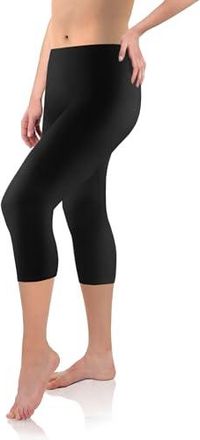 Sesto Senso Legging en Viscose Femme Fille Coloré Noir Jambes Longueur 3/4 Fitness Yoga Pantalon de Sport 4XL Black