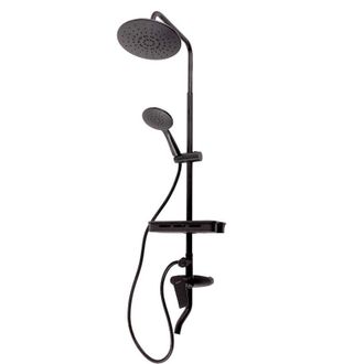 GreenIce Brausegarnitur aus Messing/Zink - Edelstahl - ABS, Schwarz, Warm-Kaltwasser, Einhebel [QLI-FA-3019]