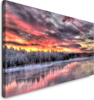 Paul Sinus Art GmbH Landschaft in Lappland 120x 50cm Panorama Leinwand Bild XXL Format Wandbilder Wohnzimmer Wohnung Deko Kunstdrucke