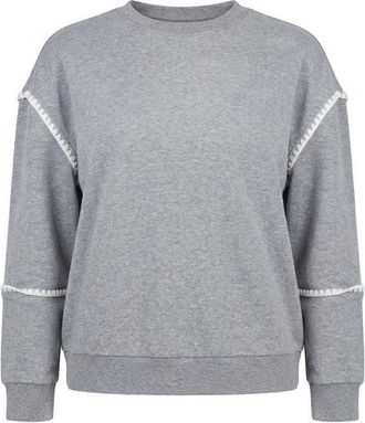 Ulla Popken Sweatshirt Sweater H&auml;kel-Details Classic Rundhals Halbarm