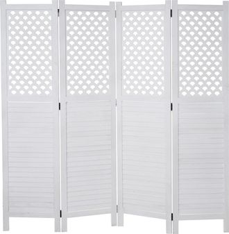 Mendler Paravent HWC-A84, Raumteiler Trennwand Sichtschutz, Ornamente 170x161cm - wei&szlig;