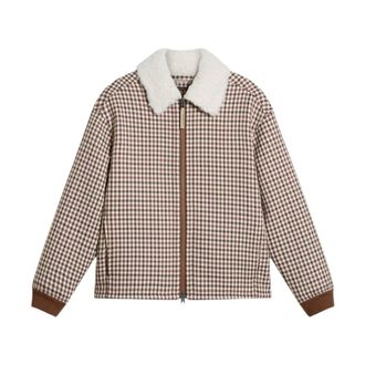 Woolrich Surchemise Sherpa &agrave; carreaux - Femme - Vestes - Brun - Taille: 40 FR