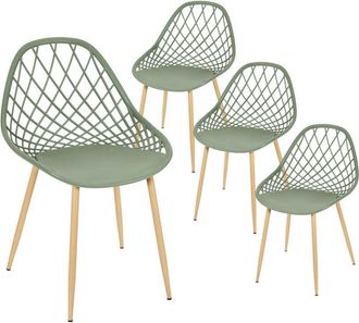 Altobuy Altobuy - tressie - Lot de 4 Chaises Vertes Coque Arrondie
