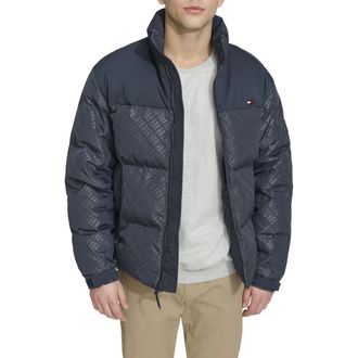 Tommy Hilfiger Herren Mixed-Media Puffer Jacket Jacke, Tommy Logo Print, L