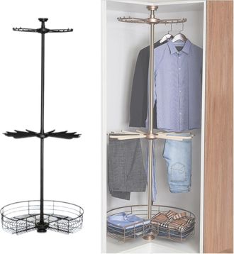 Generic Um 360&deg; Drehbarer Kleiderst&auml;nder, Robuster Eck-Kleiderorganisator Aus Metall, H&ouml;henverstellbar Von 1850-2100 Mm, 36 Kg Kapazit&auml;t for Die Garderobenorg