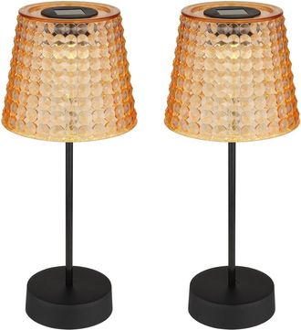 Globo Lighting Globo 2er Set Solar Tischleuchten Bernsteinfarbig, Höhe 29cm