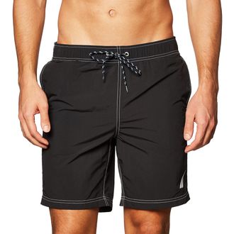 Nautica Herren Solid Quick Dry Classic Logo Swim Trunk Badehose, True Black, Large