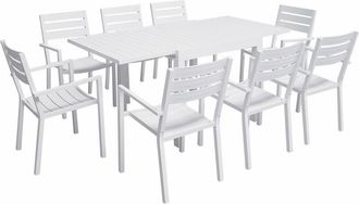 Happy Garden Happy Garden - Salon de jardin venezia extensible 90/180 en aluminium blanc - 8 places