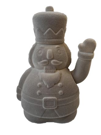 AM Design Winkefigur Nussknacker Grau H:17,5 cm - Wichtelfigur Beflockt mit Winke-Funktion, Nussknackerfigur, Winkewichtel Weihnachten, Weihnachtsdeko