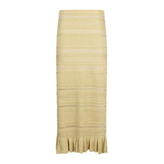 Liu Jo Femme, Jupes, Jaune, Taille: 40 FR Gonna lunga in maglia traforata