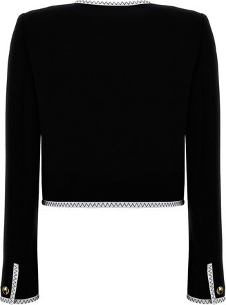 Moschino Grosgrain-Trimmed Crepe Jacket - Black