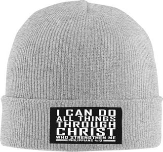 Generic Respirant Beanie pour Homme, Philippiens 4:13 Verset Foi Religieux, &Eacute;pais Chapeau dhiver Tricot&eacute;, Tricoter Chapeau pour Femme, Ski, Sports